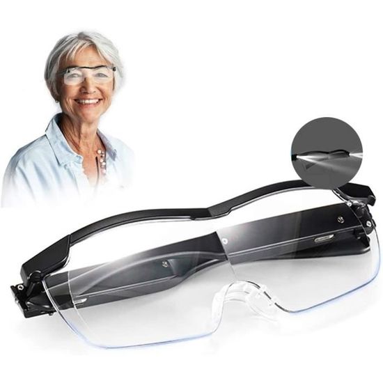 Lunette Loupe avec 2 LED, Loupes de Lecture Lunette Loupe grossissement 250%, Loupe Eclairante ...