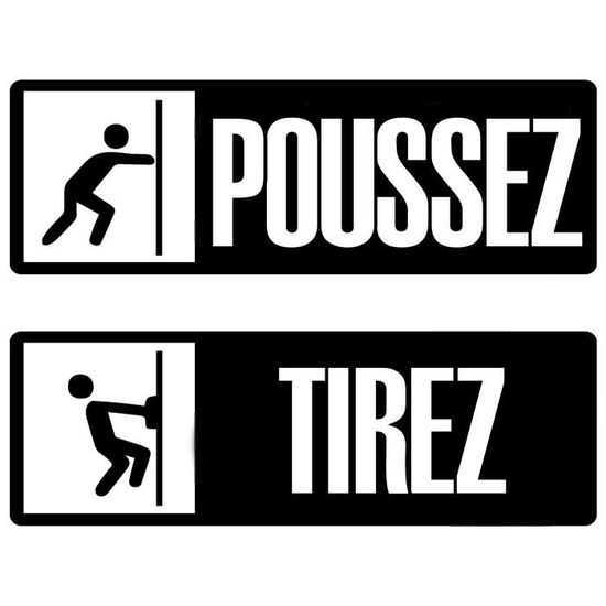 Sticker porte - Signalétique - POUSSEZ / TIREZ - HORIZONTAL - Couleur ...