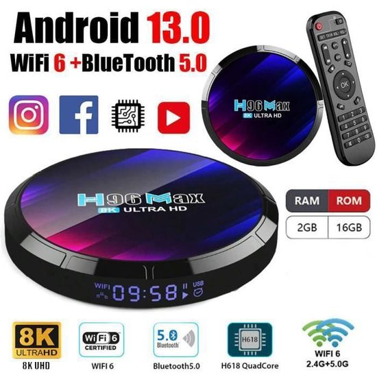Android TV BOX H96 MAX boitier iptv Netflix Media Player 2GB+16GB ...