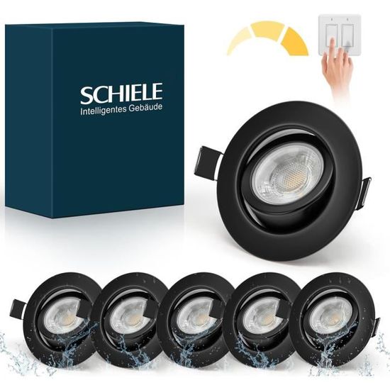 Spot LED Encastrable Noir Dimmable 230V, 7W 700LM Equivalent 70W Incandescence, Blanc Chaud ...