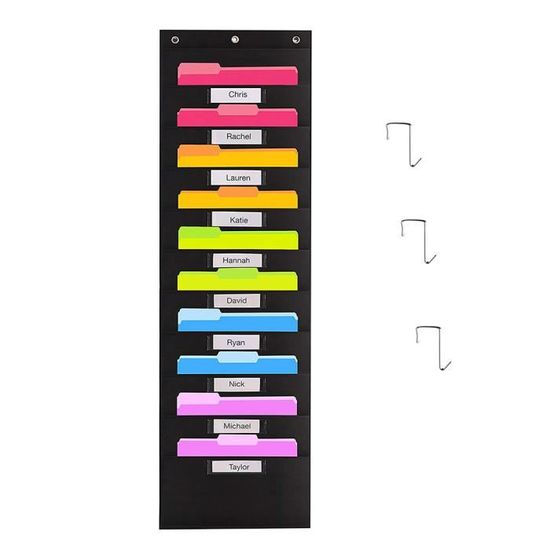 Porte Document Mural A4 (10 Pochettes, avec Étiquettes) - Organisateur ...