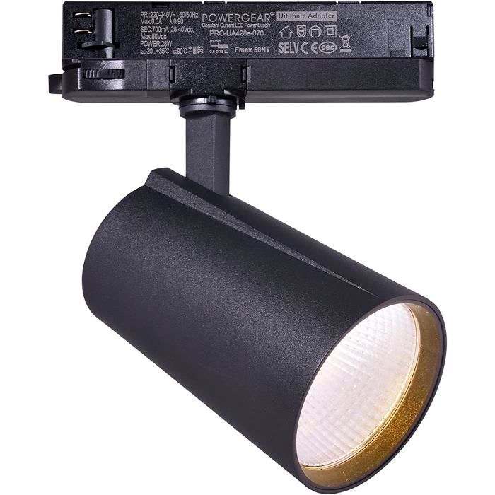 Spot sur rail à LED 30 watts triphasé à 4 fils rotatif et pivotant sur ...