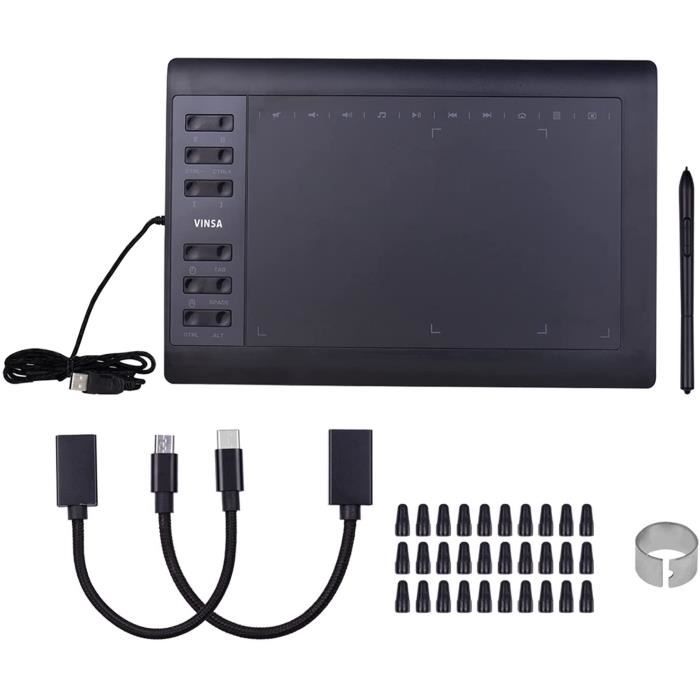 Tablette de dessin graphique professionnelle 10x6 pouces 12 touches ...