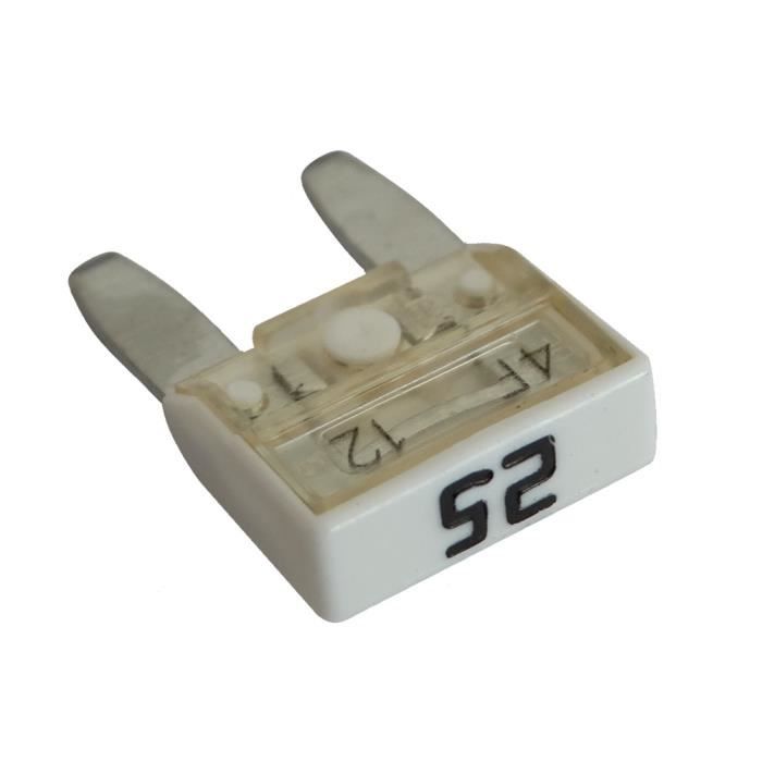 AERZETIX: 10 fusibles 25A blanc mini 11.9mm 6V 12V 24V 36V pour auto moto voiture camion poids ...