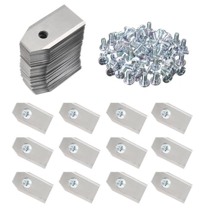 Tondeuse,Lame de tondeuse à gazon en acier inoxydable, 60 pièces, revêtement en titane, jeu de ...