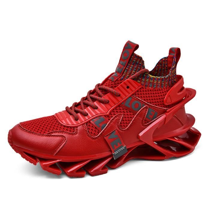 Chaussures Homme Basket Homme Chaussure en maille respirante Rouge ...