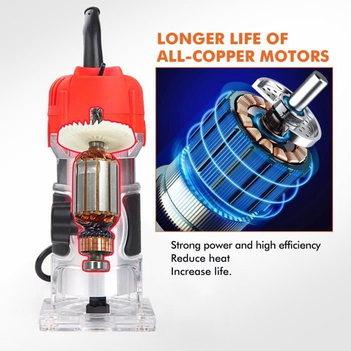 Trimmer électrique à main pour bois 580W 30000r/min Machine à fraiser ...