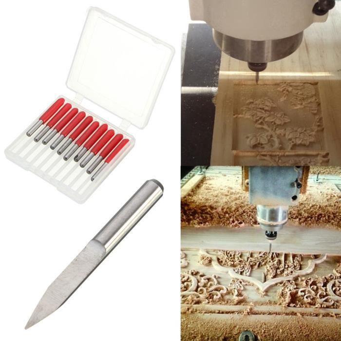 TEMPSA 10Pcs Lots 3.175mm Dureté 30° 0.1mm Carbure PCB Foret CNC ...