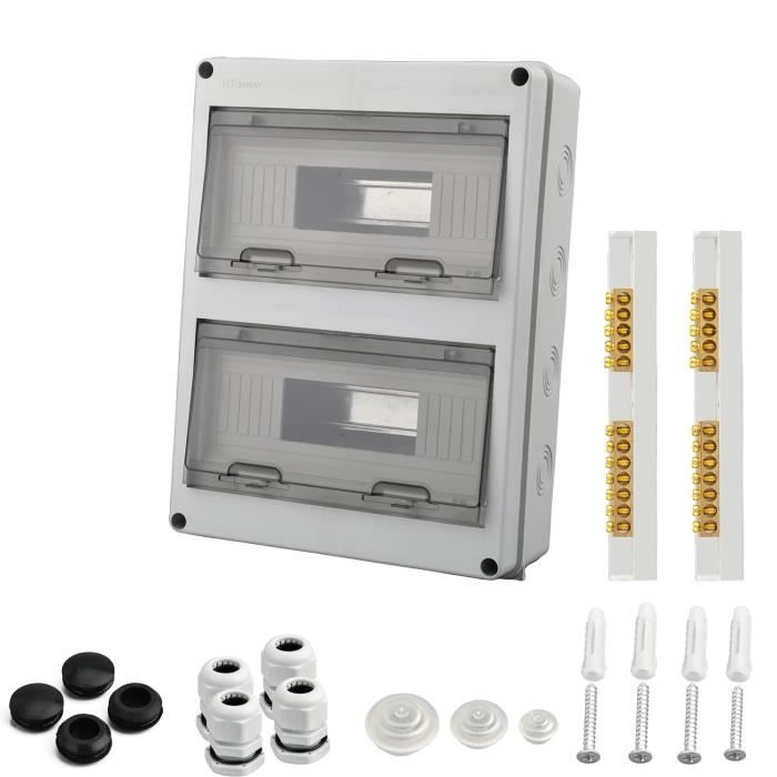 Coffret Electrique 24 Modules 2 Rangées Etanche Exterieur Ip65 Boitier Etanche Electrique ...