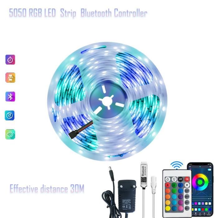 BANDE LED,Bluetooth IR 24-5050 Not waterproof-EU-15m--Reglette led 5050 RGB Lumières de bande ...