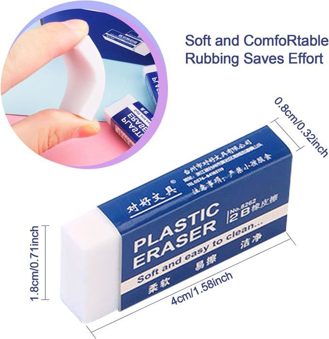 30 Pcs Gomme Durable Gomme Blanc Gomme En Plastique Gomme À Effacer 2B ...