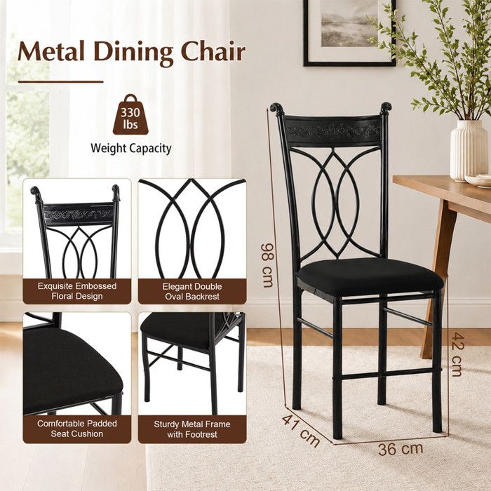 Lot de 4 Chaises Salle à Manger, Style Classique avec Dossier Orné ...