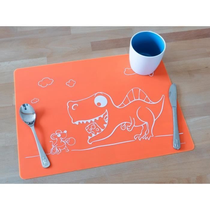 Dinomio Set de table en silicone pour enfant avec dinosaures et souris ...