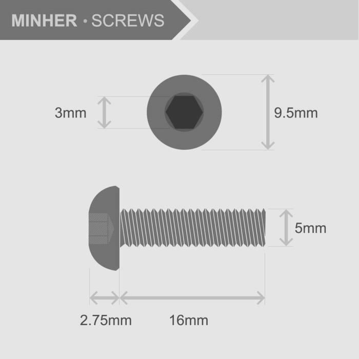 (50 Ensemble) M5 x 16mm Vis à tête bombée avec six pans creux et écrous ...