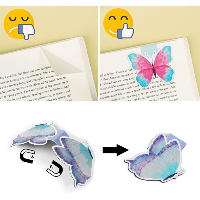 6Pcs Marque Page Magnétique Signet Papillon Bookmark Animaux Cadeau ...