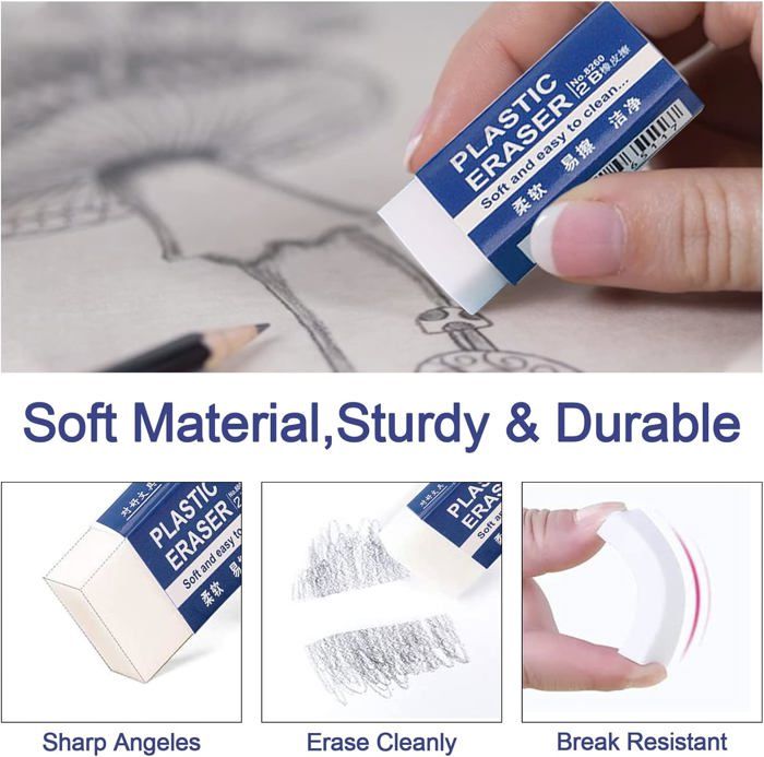 30 Pcs Gomme Durable Gomme Blanc Gomme En Plastique Gomme À Effacer 2B ...