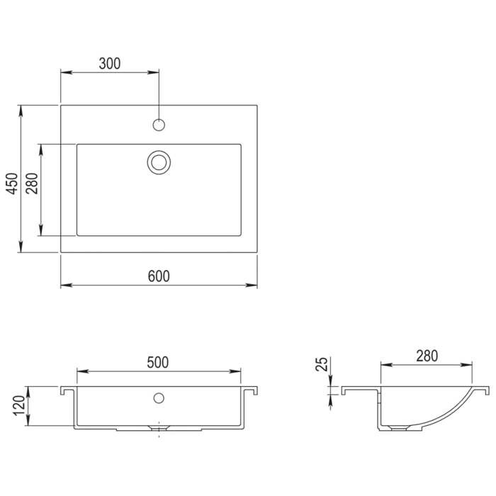 Lavabo vasque lave-mains toilette 60 x 45 cm de salle de bains granit ...