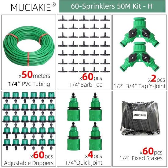 Arrosage,MUCIAKIE – système d'arrosage vert de jardin,1-4 pouces,Kit d'irrigation de balcon ...