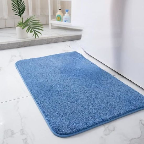 Tapis De Sol Absorbant Et Antidérapant Pour Salle De Bain - Bleu - 40 X ...
