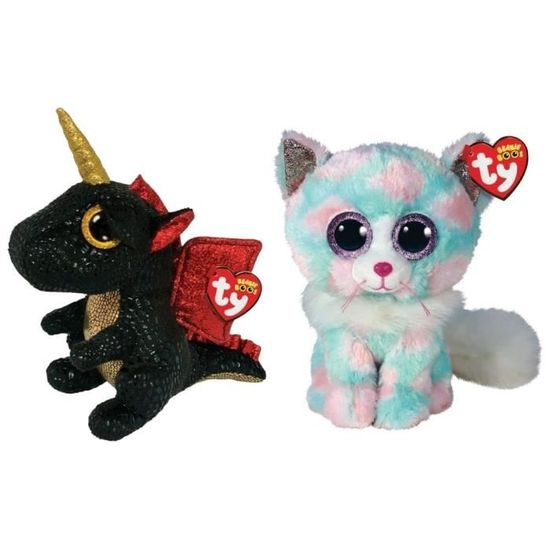 Ty - Peluches - Beanie Boo's - Grindal Dragon & Opal Chat - Cdiscount ...