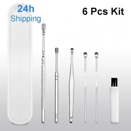 KIT ANTI-CERUMEN,6 Pcs Kit A--Cure oreille nettoyeur de cire, cure ...