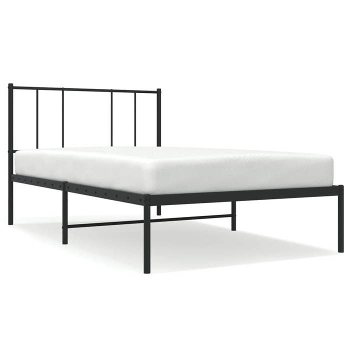 Lit simple Contemporain| Cadre de lit métal |sans matelas| avec tête de ...