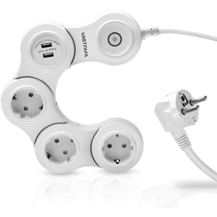 Multiprise Parasurtenseur Parafoudre, Bloc Multiprise avec 3 Prises EU ...