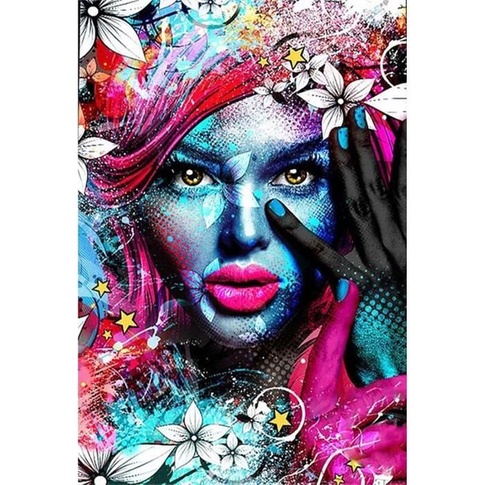 Jicfdao-30X40Cm 5D Diamond Painting Femme Bleu Fluo, Kit De Peinture ...