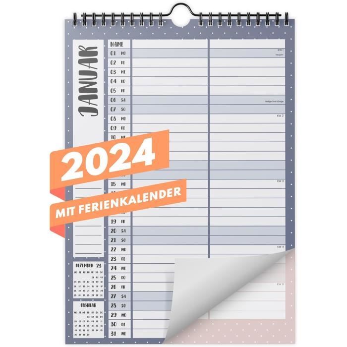 Calendrier Mural 2024 (Calendrier Mensuel Au Format A4 Portrait) \U2013 ...