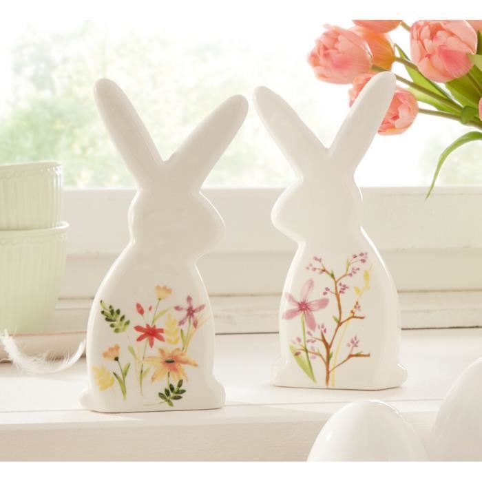 Lapin "Prairie fleurie", set de 2 décorations de Pâques, lapin ...