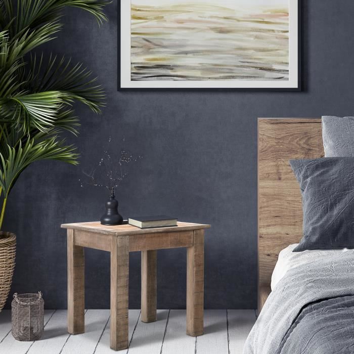 WOMO-DESIGN Table d'Appoint Carré Fortaleza 50 x 50 cm Naturel Bois ...