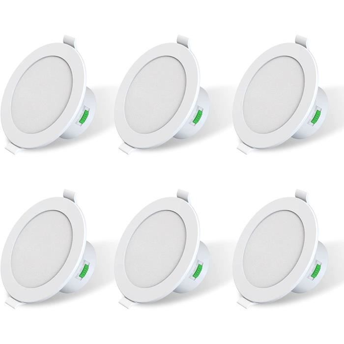 Lot De 6 Spots Encastrables Led Ultra Plat Dimmable 230V 12W Ip44 Plafonniers Encastrables Ronds ...