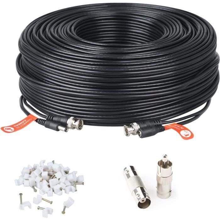 200Ft - 60M 4K-8MP-5MP-2MP Câble vidéo Câble BNC CCTV 66 mètres Câble ...