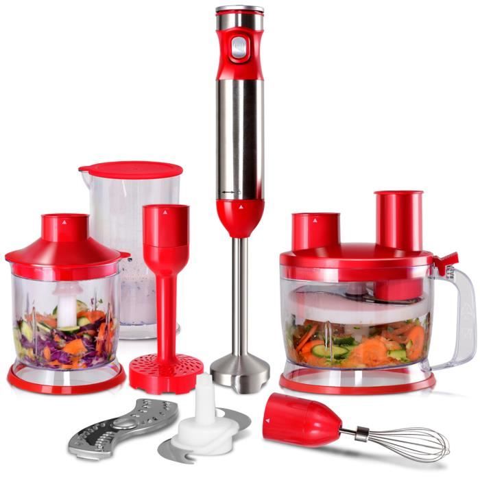 COSTWAY Mixeur Multifonction 4 en 1 Inox 1000W Mixeur Plongeant Electrique Idéal pour Purée ...