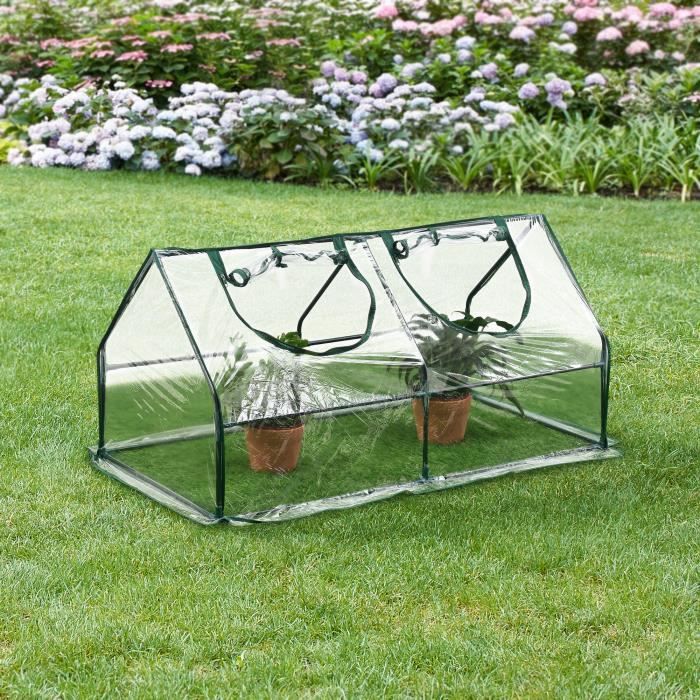 Serre de jardin Laubach à 2 fenêtres en acier et PVC 120 x 60 x 60 cm ...