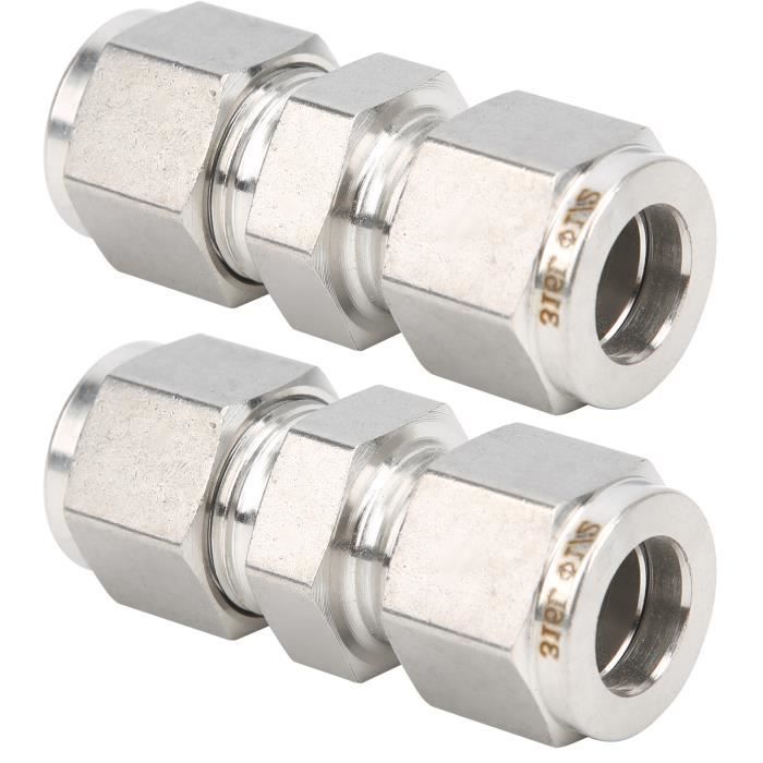 GOTOTOP Raccord à compression en acier inoxydable 2 pièces Adaptateur de tube droit à double ...