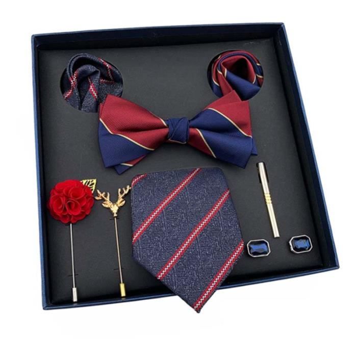 Nœuds papillon Homme Rayure Bleu marine Rouge avez Coffret Cadeau ...