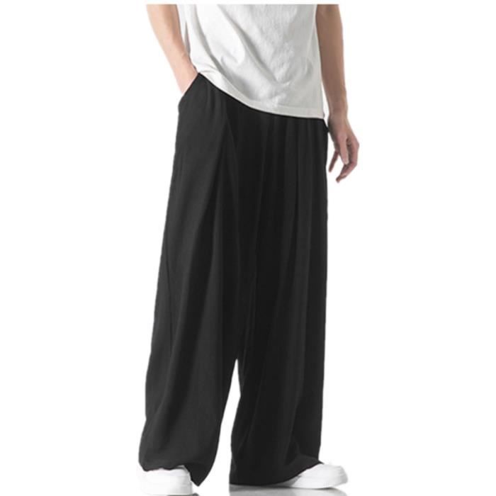 Pantalon Large Homme XL Coton Lin Rétro Décontracté Lâche Pantalon ...