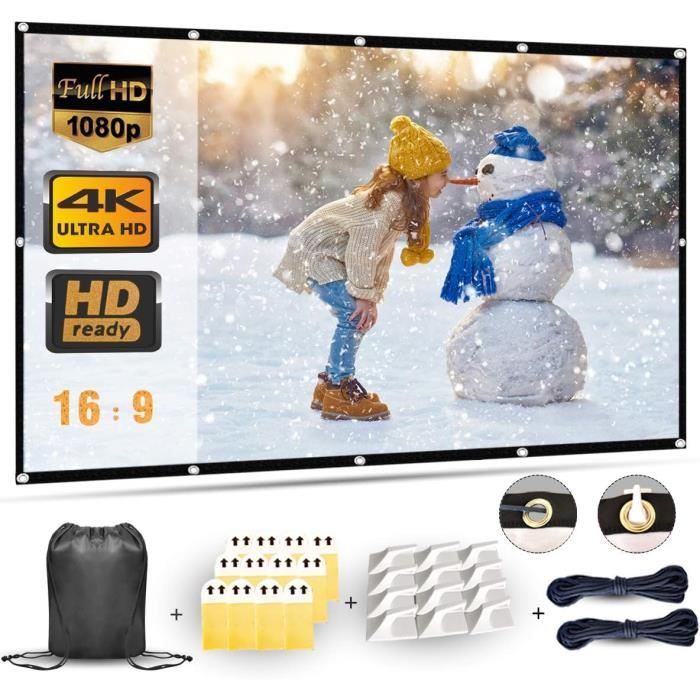 Écran De Projection Portable De 100" Avec Écran Hd 4K 16:9 Pour École ...