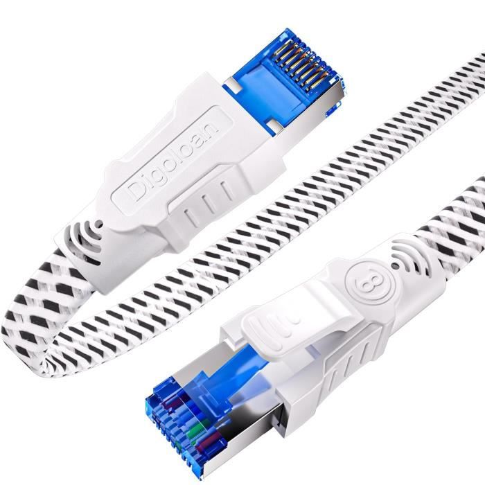 Digoloan Cable Ethernet 20m Cat 8 Cable Internet 40Gbps 2000MHz Haute ...