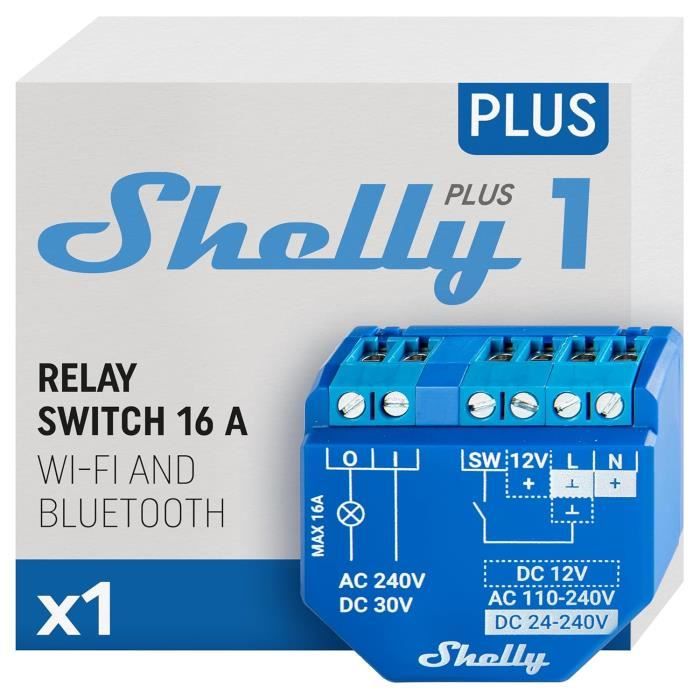 Shelly Plus 1 Interrupteur-commutateur de relais connecté - 16A Wi-Fi ...