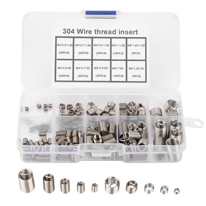 TMISHION Insert de réparation de filetage 150pcs M3-M8 Inserts Filetés ...