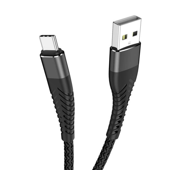 Black-20 cm -Câble USB type c 3A Long pour recharge rapide,cordon de ...