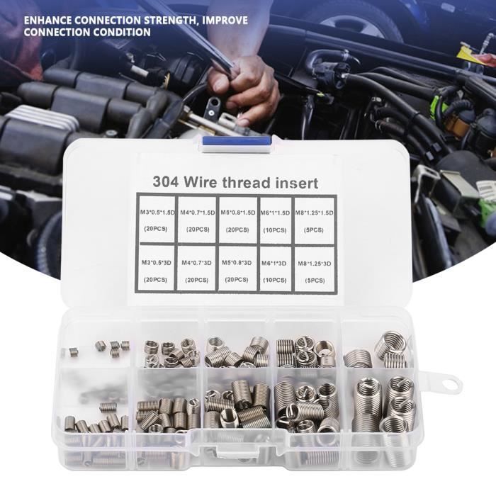 TMISHION Insert de réparation de filetage 150pcs M3-M8 Inserts Filetés ...