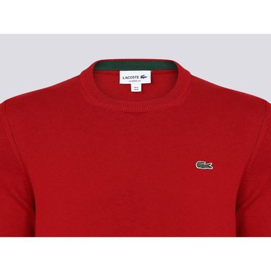 PULL LACOSTE HOMME COL ROND ROUGE Rouge - Cdiscount Prêt-à-Porter