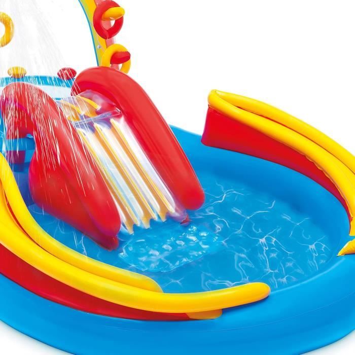INTEX Aire de Jeux Gonflable Bassin et Toboggan Arc en Ciel Jeu d'eau ...