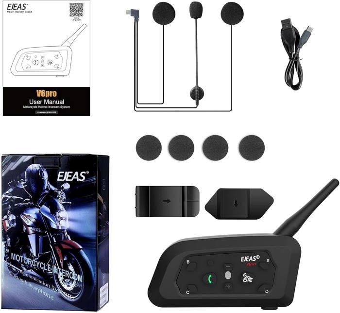 Intercom Moto - V6 Pro - Bluetooth 3.0 - Autonomie 12h - Connecte 6 ...