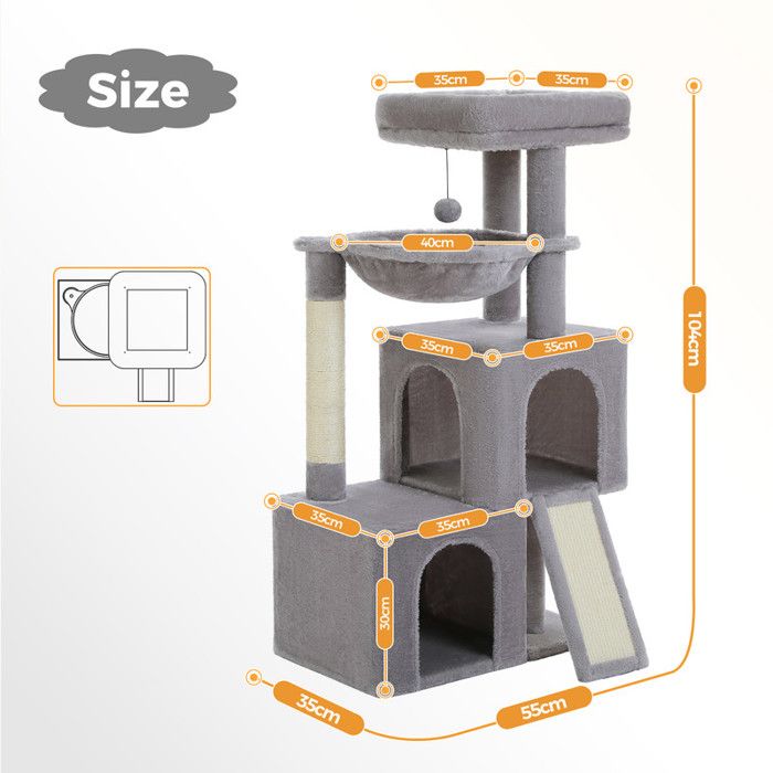 PAWZ Road Arbre à Chat 104 cm avec 2 Niches, Hamac, Plateforme ...