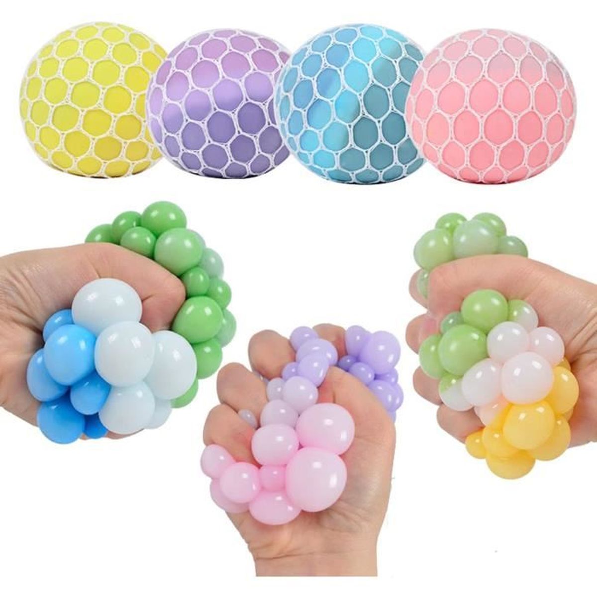 Lot de 4 balles anti-stress pour enfants et adultes, balles de raisin à ...