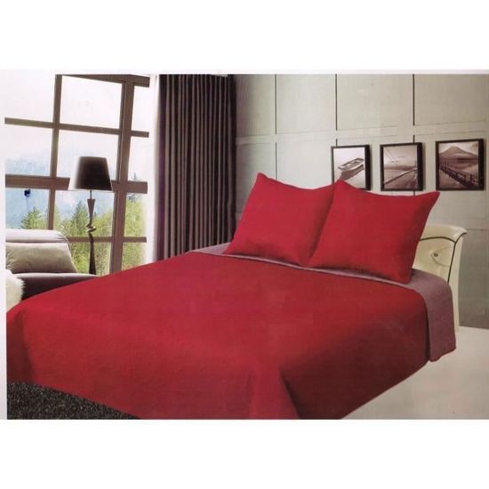 Rouge - Vieux Rose - Couvre-lit Boutis - Lit 2 Places - 3 pièces ...